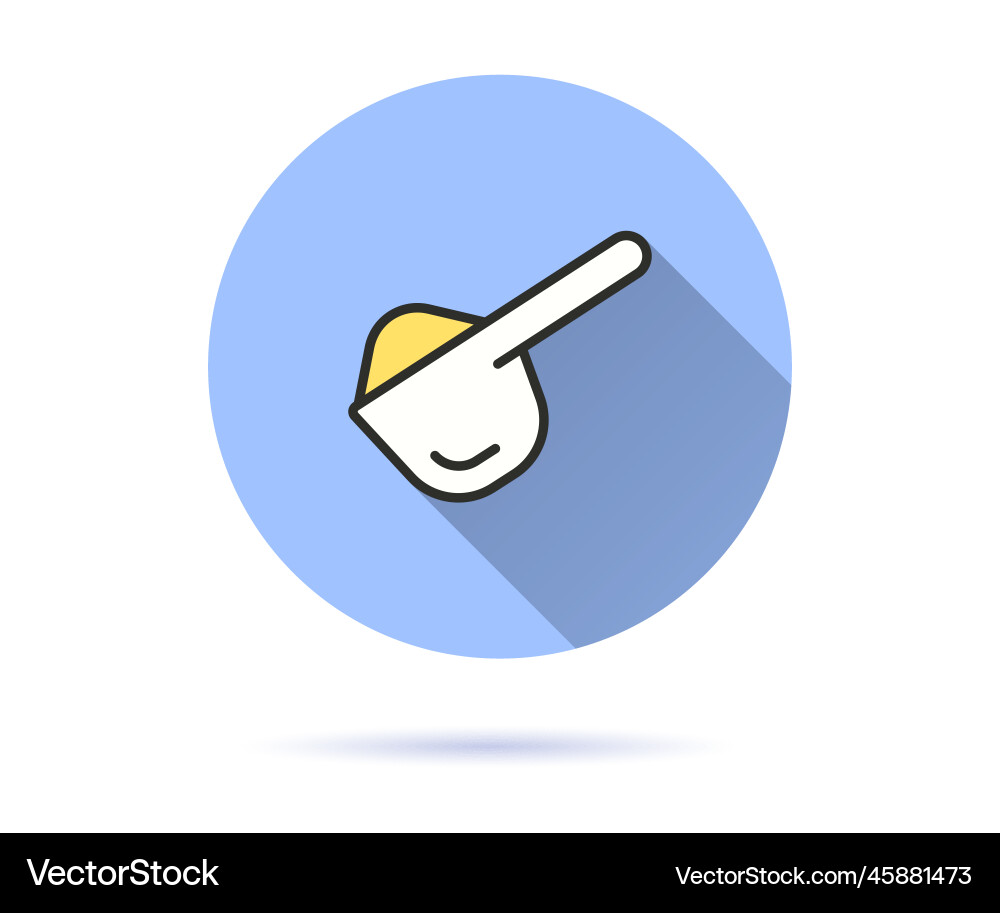 Baby powder spoon icon with long shadow Royalty Free Vector