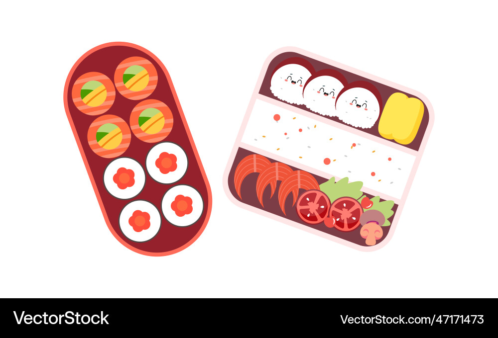 Bento box logo japanese lunch box Royalty Free Vector Image