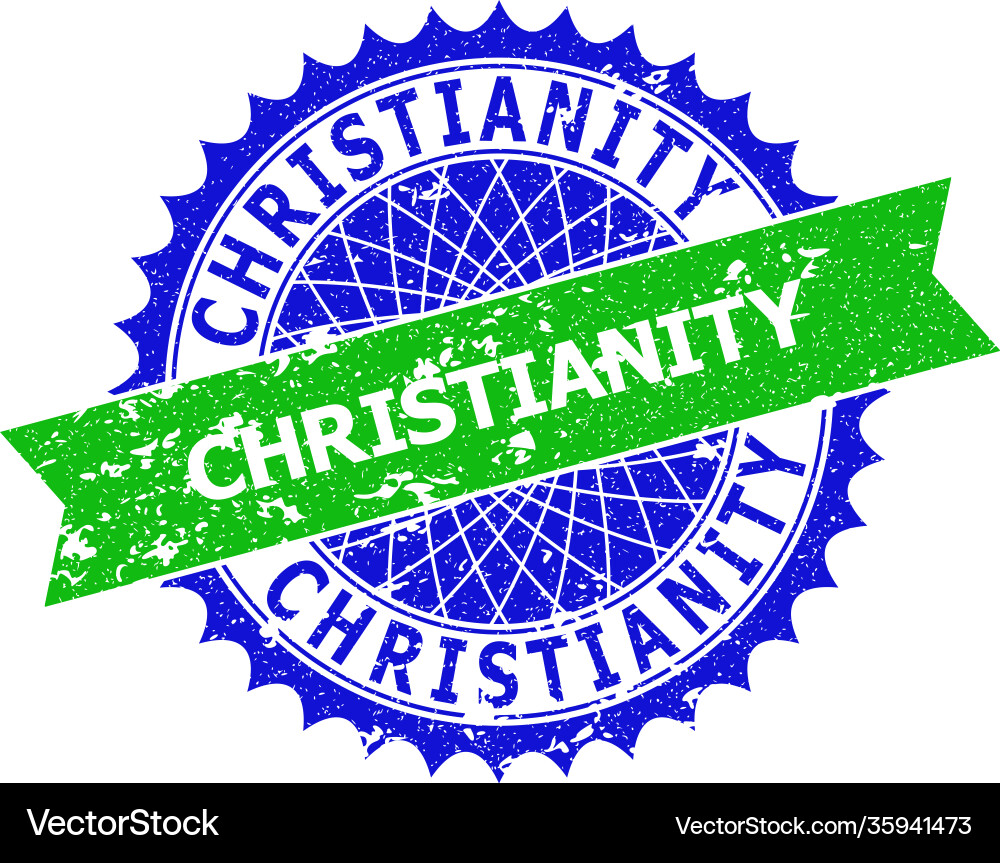 Christianity bicolor rosette corroded watermark Vector Image