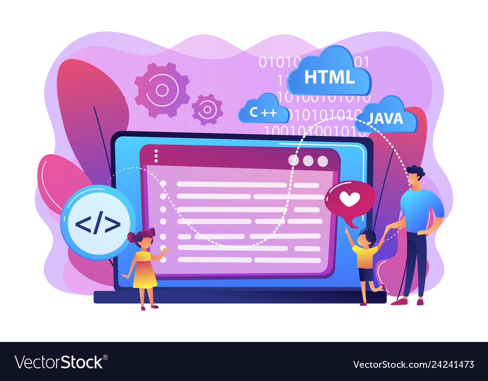 Computer programming camp concept Royalty Free Vector Image