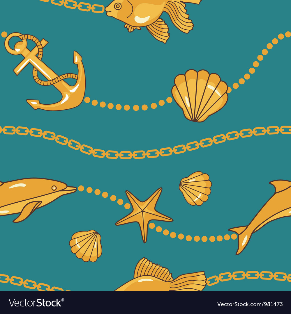 Gold nautical pattern Royalty Free Vector Image