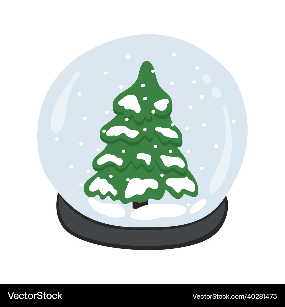 Hand drawn snowball with christmas tree snow Vector Image