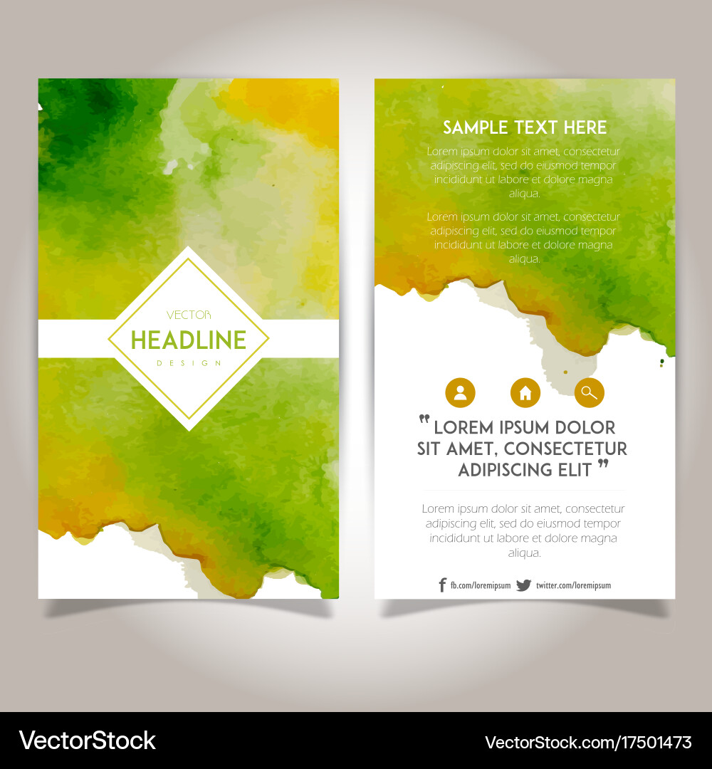 Hand drawn watercolor brochure template design Vector Image