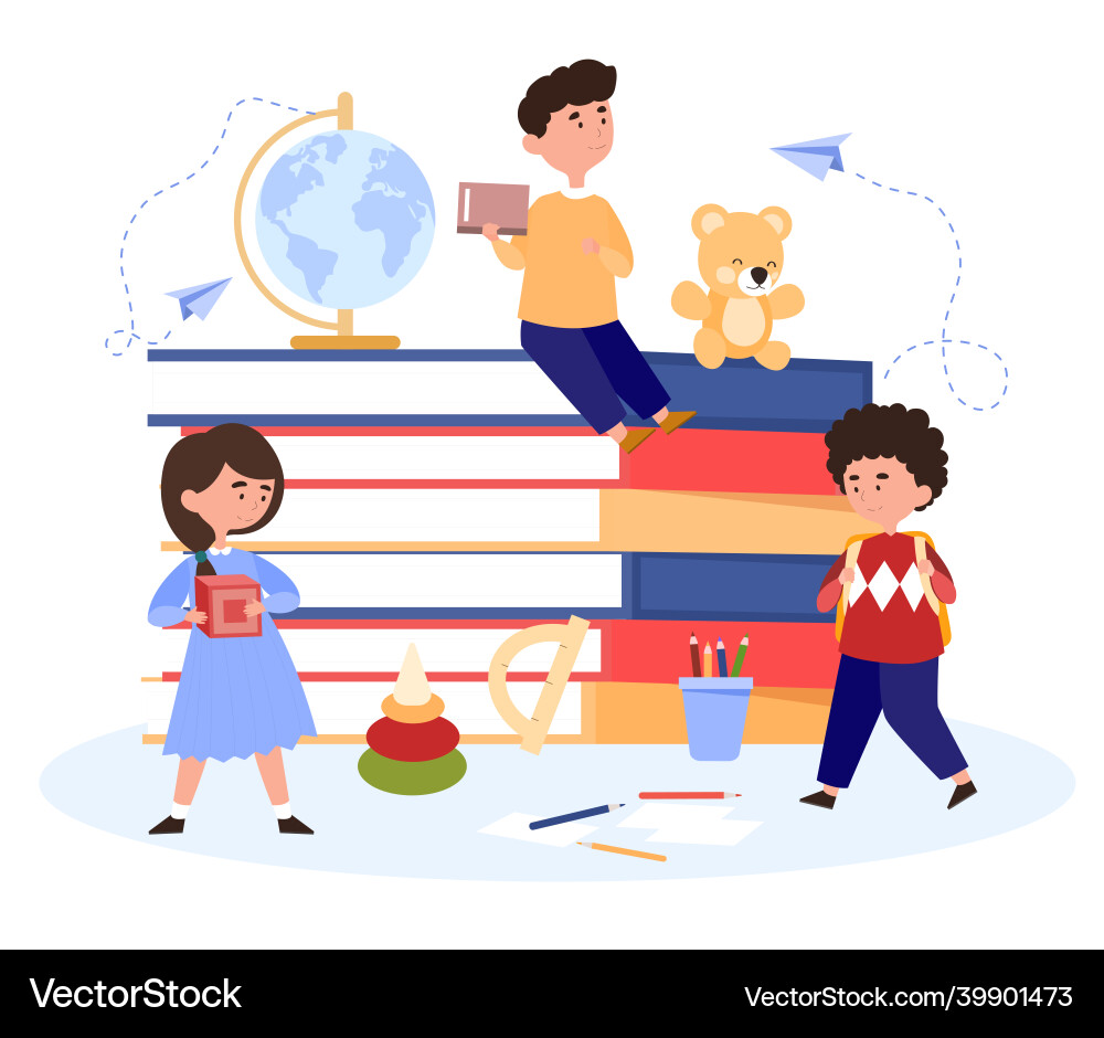 Happy kids in school Royalty Free Vector Image