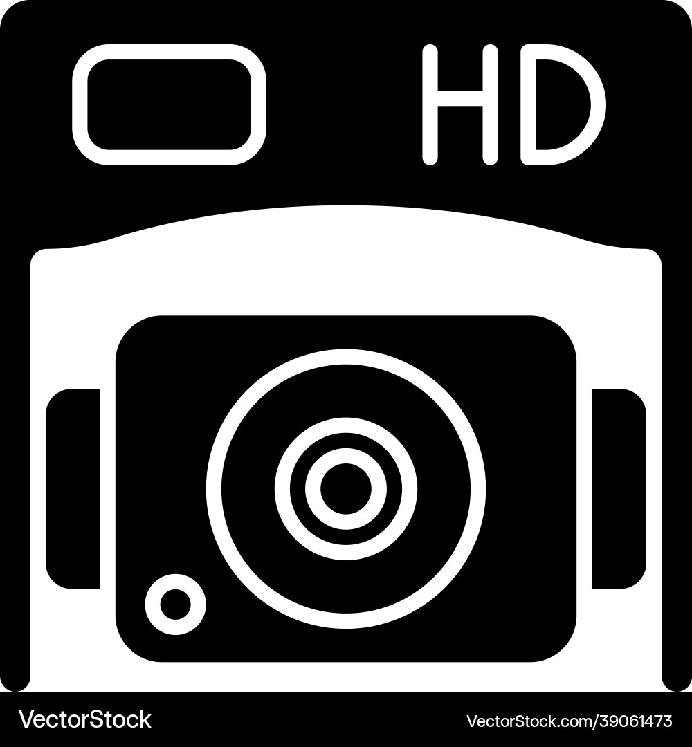 Hd bottom camera black glyph manual label icon Vector Image