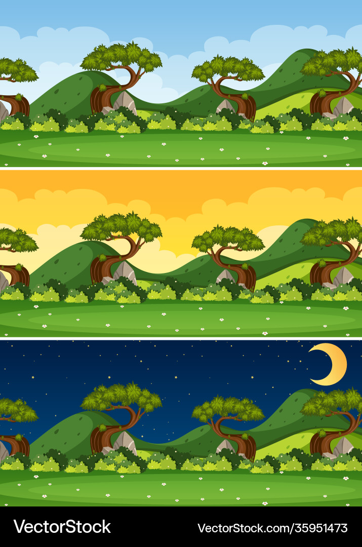 Nature landscape scene at different times day Vector Image