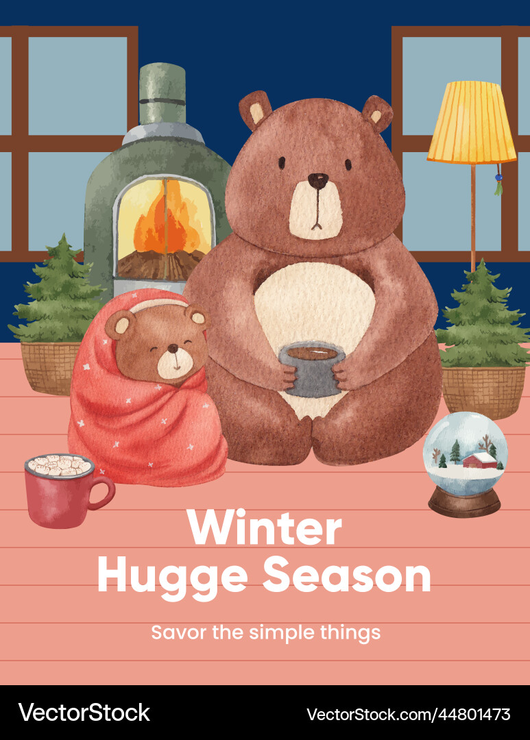 Poster template with winter hugge life Royalty Free Vector