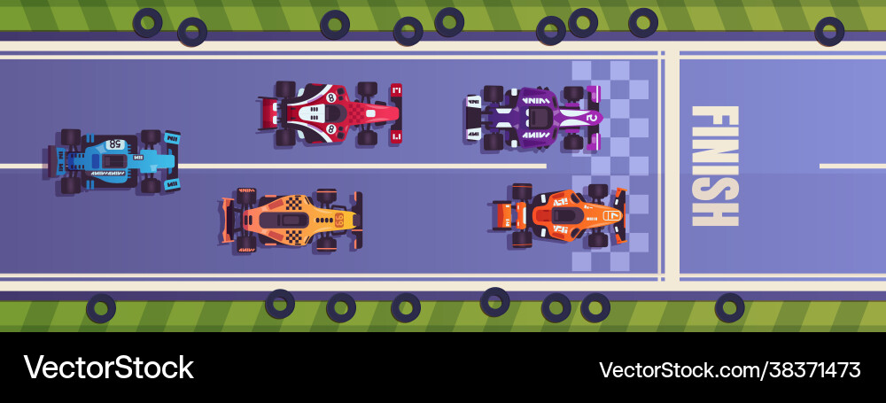 Race cartoon formula one competition top view Vector Image