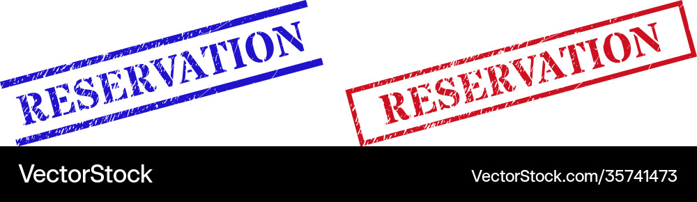 Reservation textured rubber seal stamps Royalty Free Vector