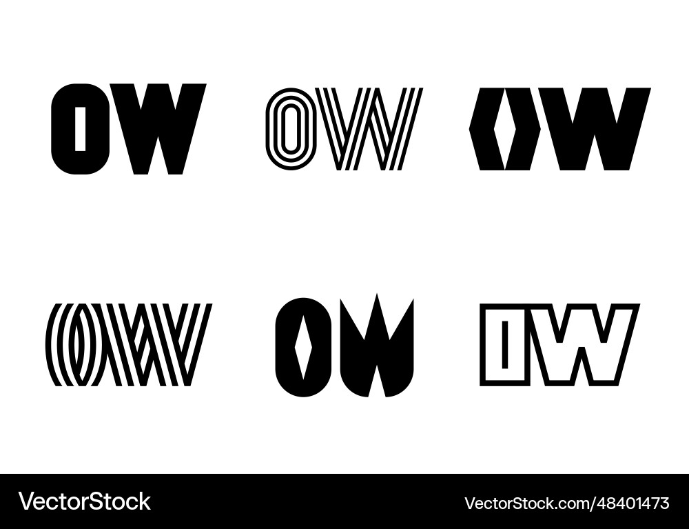 Set of letter ow logos Royalty Free Vector Image