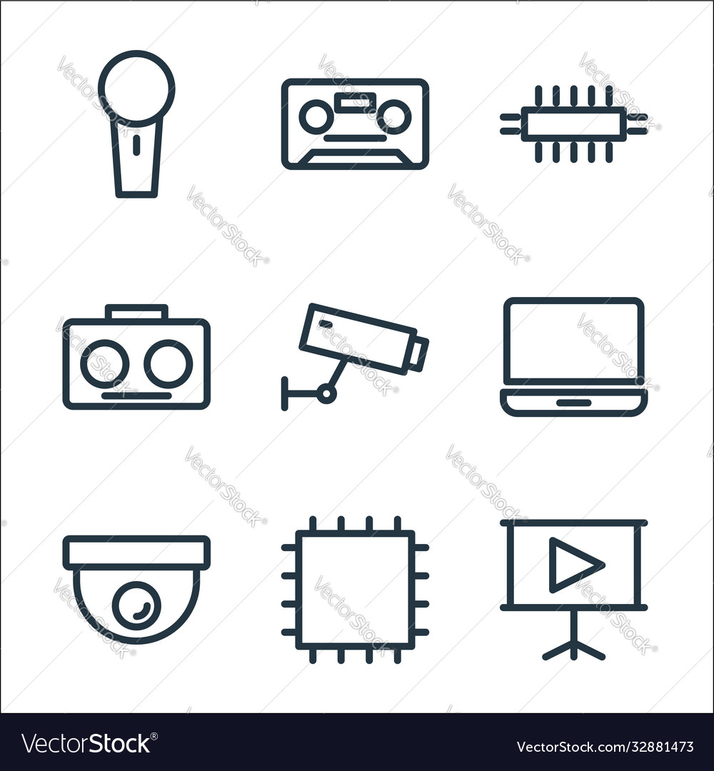 Technology line icons linear set quality line set Vector Image