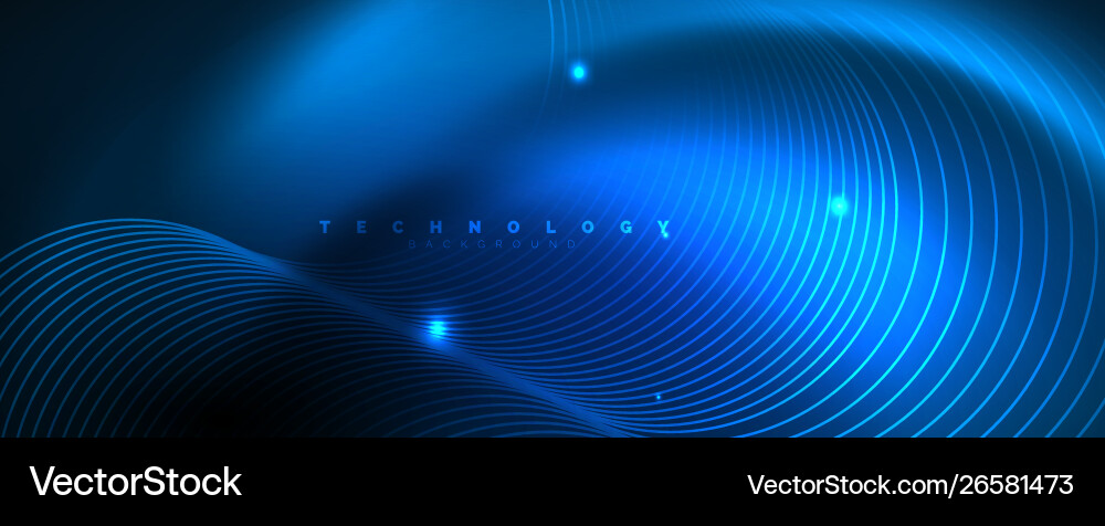 Trendy neon blue abstract design with waves Vector Image