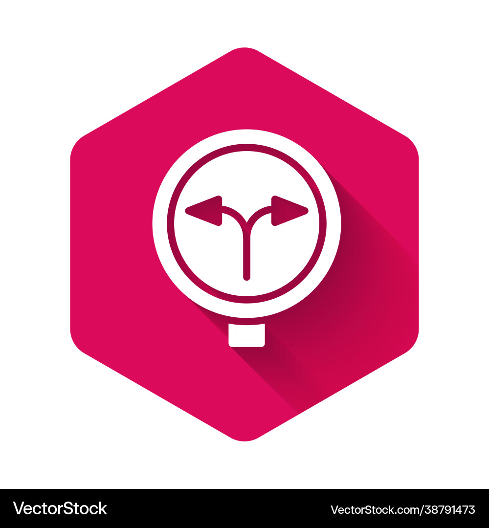 White fork in road icon isolated with long Vector Image