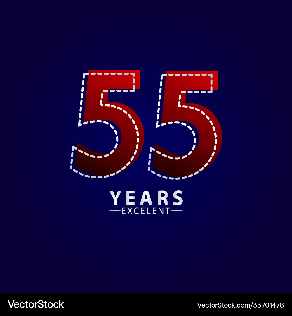 55 years excellent anniversary celebration red Vector Image