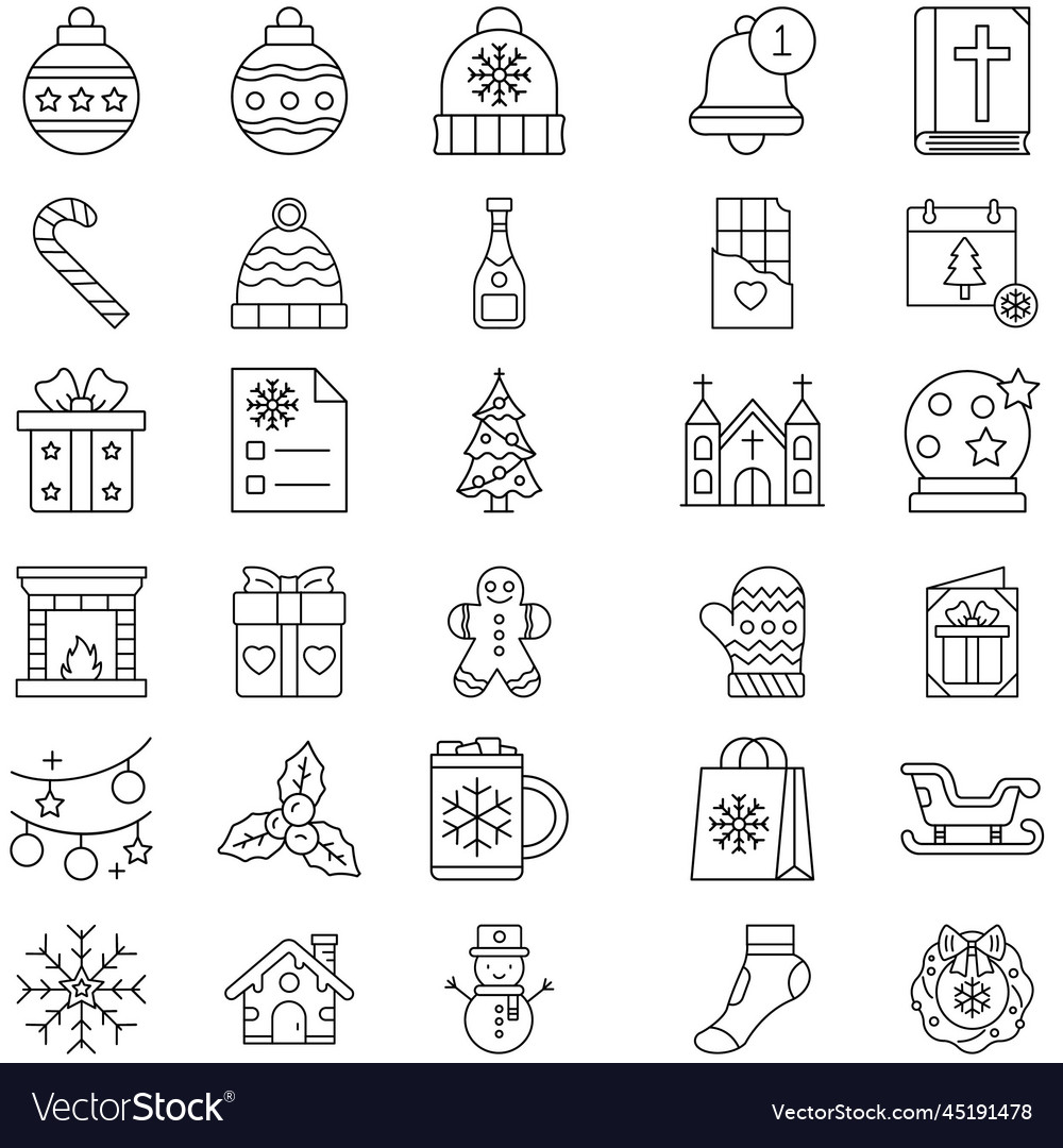 Christmas icon pack line style Royalty Free Vector Image