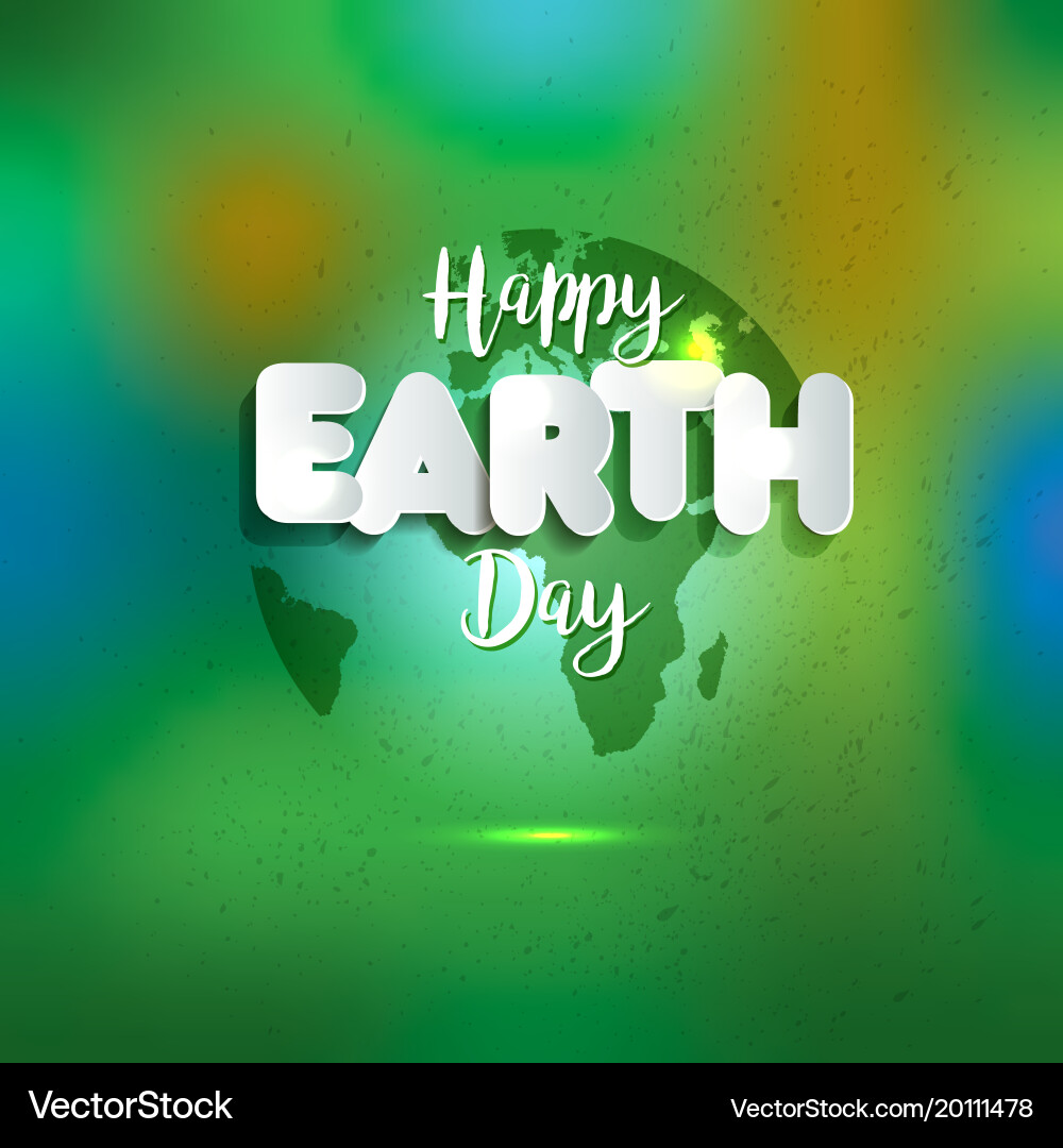 Earth day world map globe sign lettering Vector Image