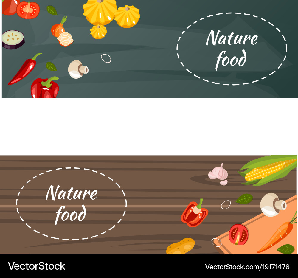 Fresh natural food horizontal banners Royalty Free Vector