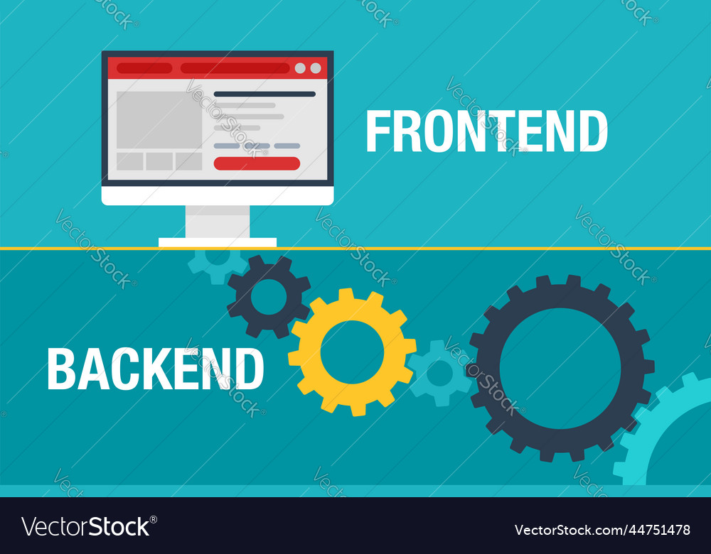 Frontend and backend - user interface with gears Vector Image