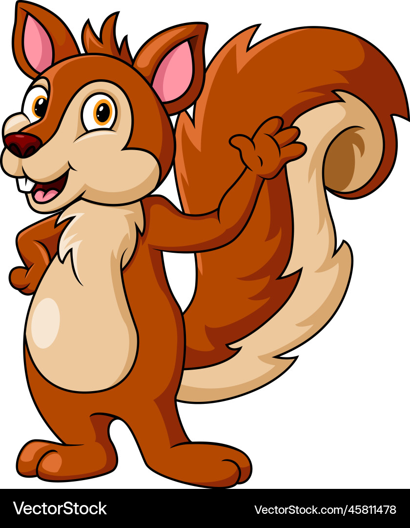 Happy squirrel cartoon waving hand Royalty Free Vector Image