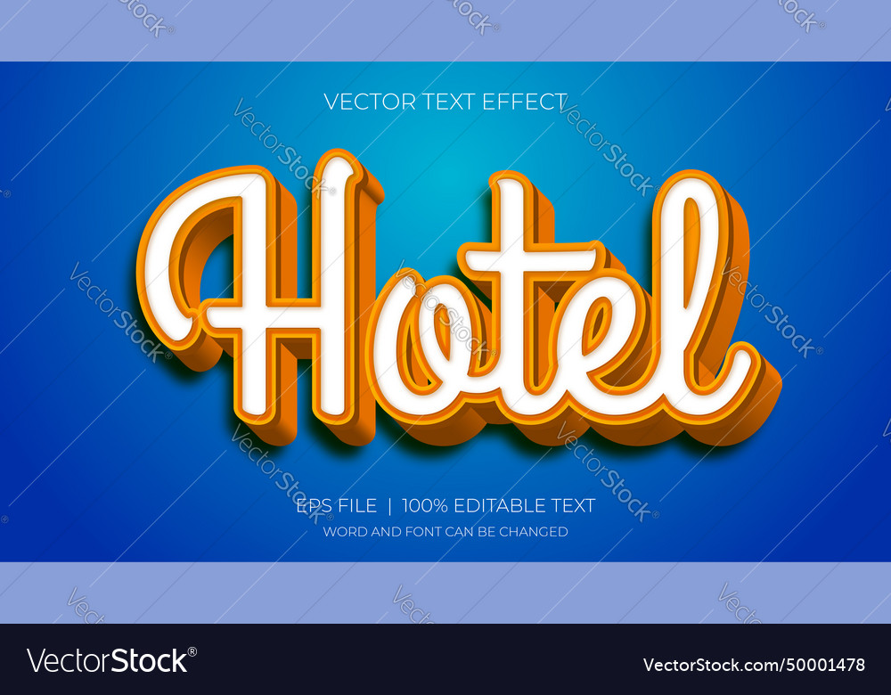 Hotel text effect script style Royalty Free Vector Image