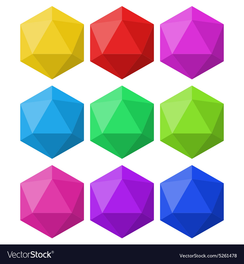 Icosahedron in different colors for design Vector Image