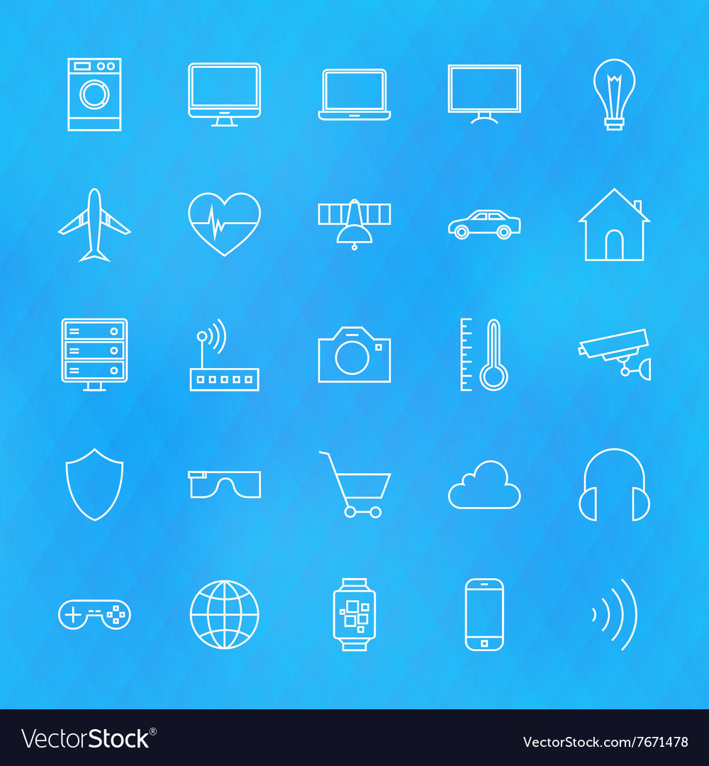 Internet of things line icons set over polygonal Vector Image