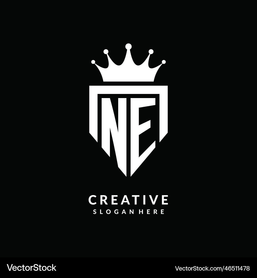 Letter ne logo monogram emblem style with crown Vector Image