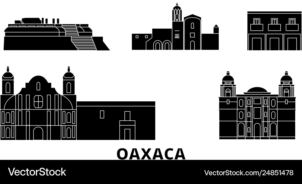 Mexico oaxaca flat travel skyline set Royalty Free Vector