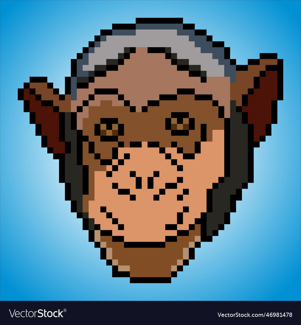 Monkey head with pixel art Royalty Free Vector Image