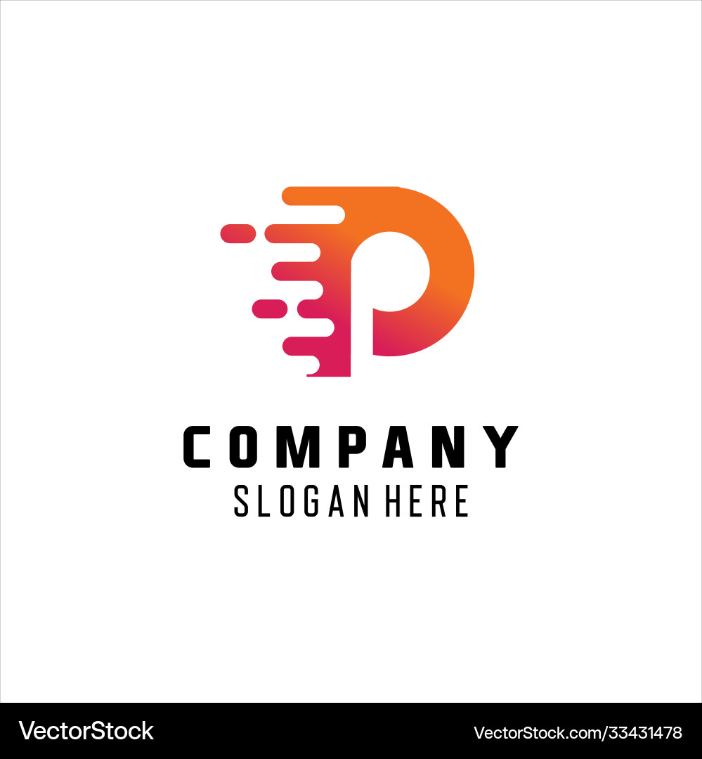 Motion speed line letter p logo design template Vector Image