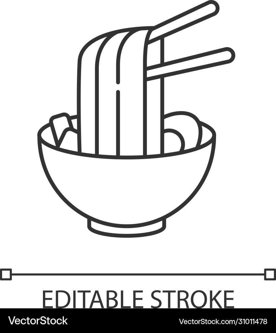 Ramen pixel perfect linear icon instant noodles Vector Image
