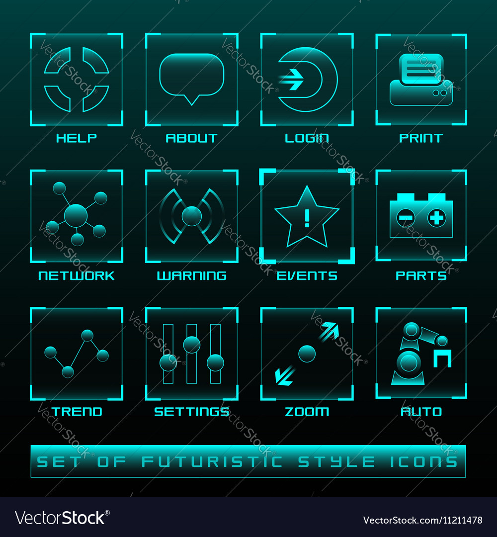 Set futuristic user interface icons Royalty Free Vector Set futuristic user interface icons Royalty Free Vector