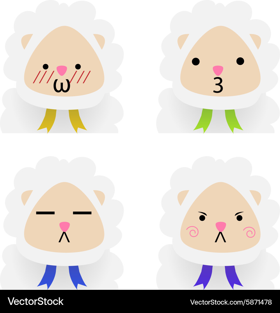 Set sheeps with facial expressions Royalty Free Vector Image