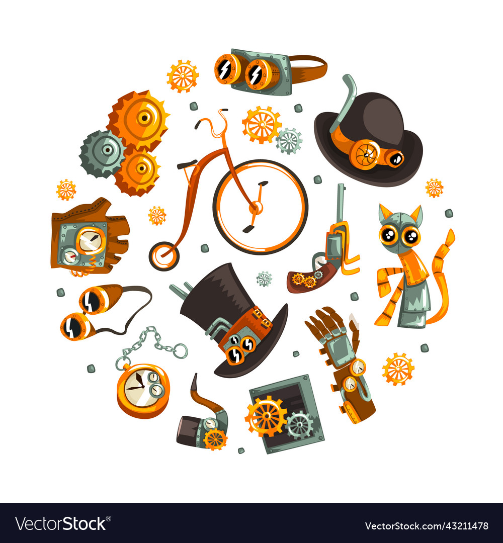 Steampunk retrofuturistic technology Royalty Free Vector