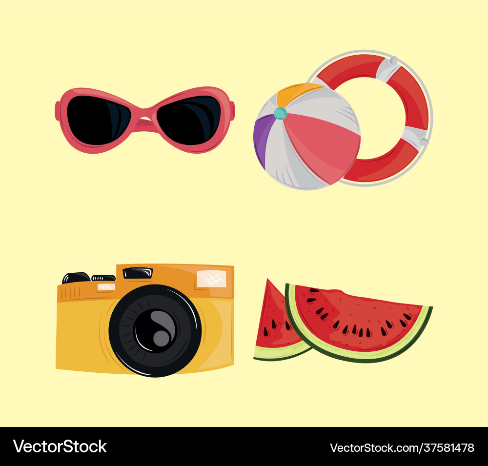 Summer vacation set Royalty Free Vector Image - VectorStock