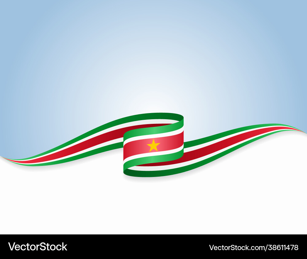 Surinamese flag wavy abstract background Vector Image
