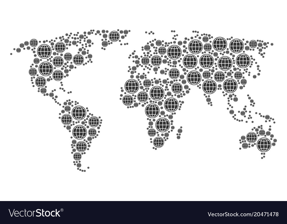 Worldwide map pattern of internet items Royalty Free Vector