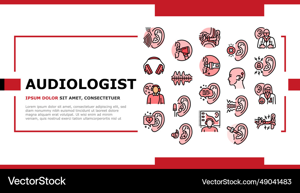 Audiologist doctor ear deaf landing header Vector Image