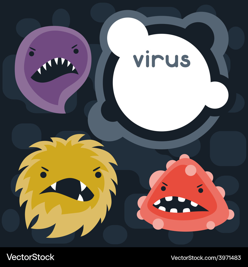 Background with little angry viruses and monsters Vector Image