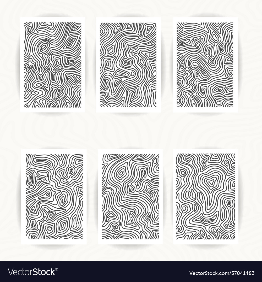 Black And White Wave Line Pattern Set Template Vector Image