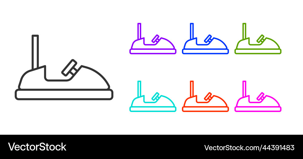 Black line bumper car icon isolated on white Vector Image