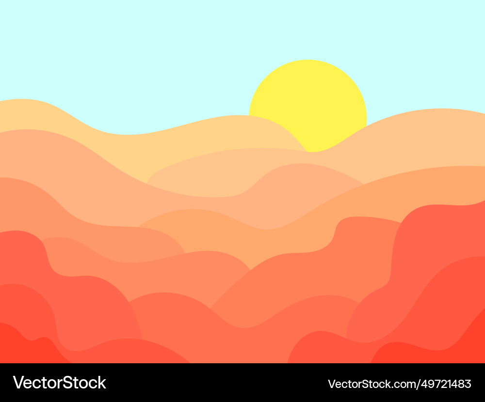 Desert landscape with dunes and sun Royalty Free Vector