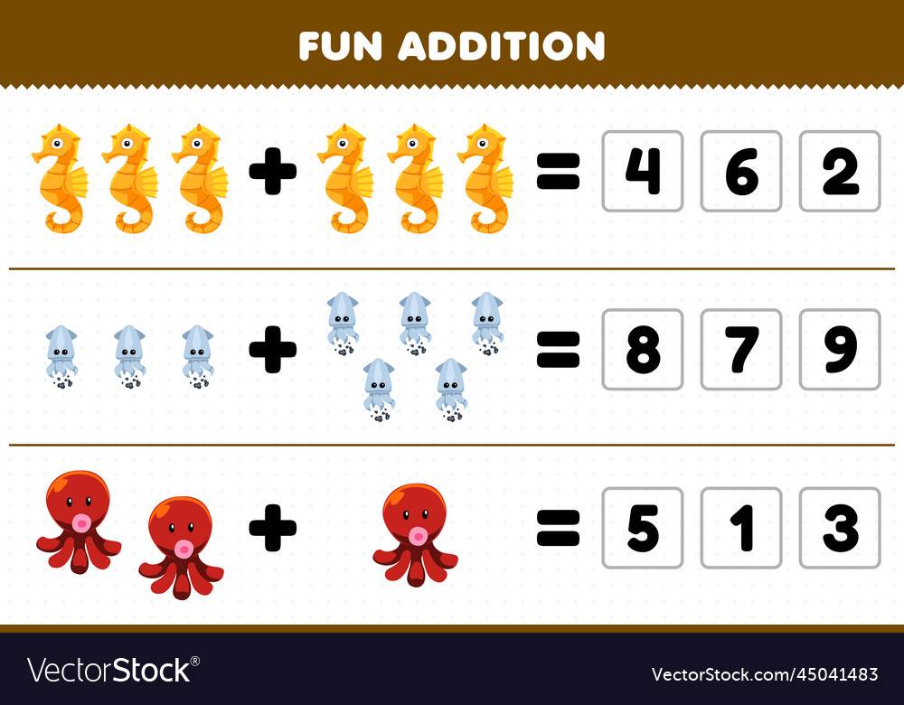 Education game for children fun addition by guess Vector Image