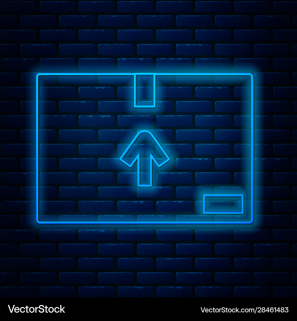 Glowing neon line cardboard box with traffic Vector Image