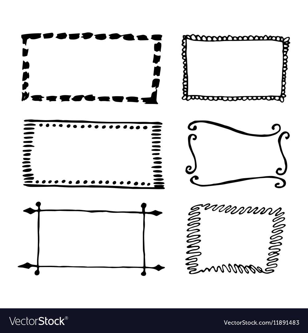 Hand drawn rectangle frames set Royalty Free Vector Image
