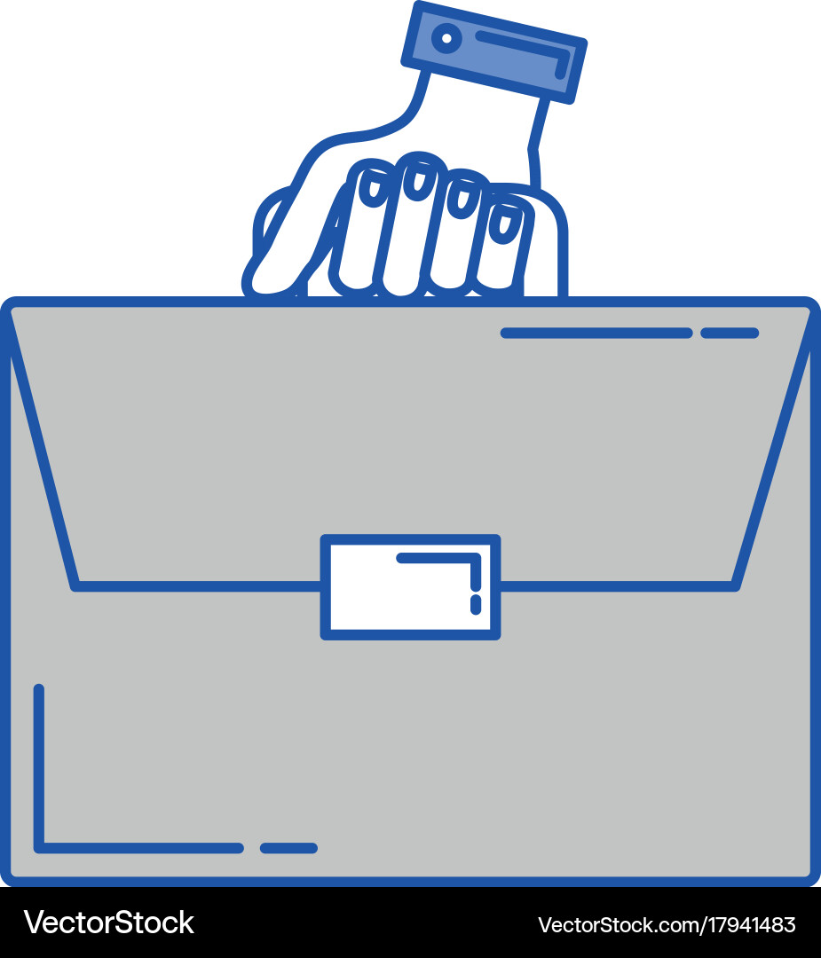 Hand human with portfolio briefcase isolated icon Vector Image