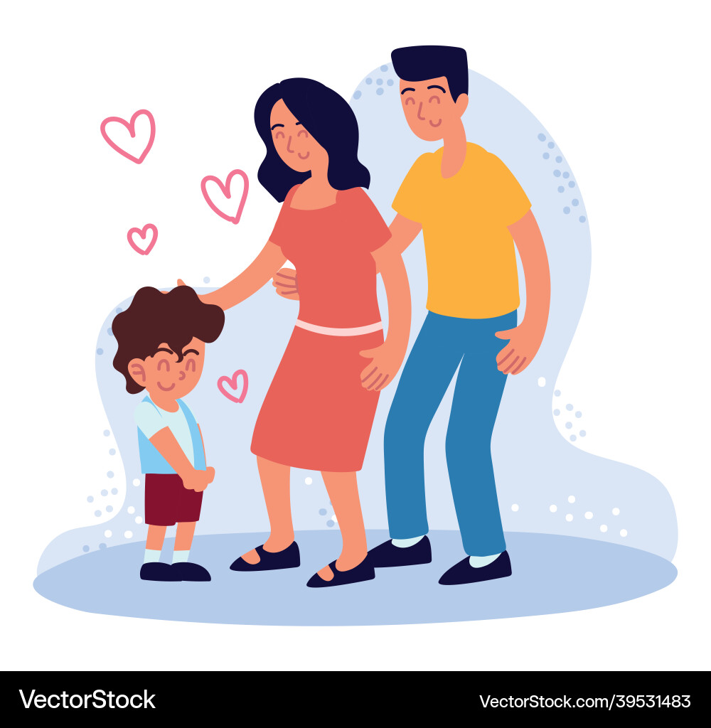 Happy couple and adopted boy Royalty Free Vector Image
