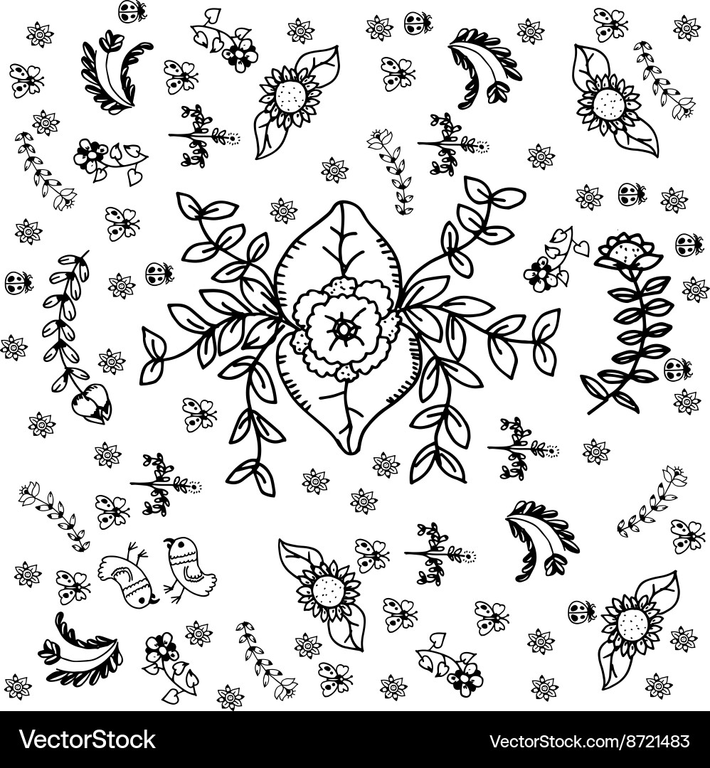 Set of doodle flowers Royalty Free Vector Image