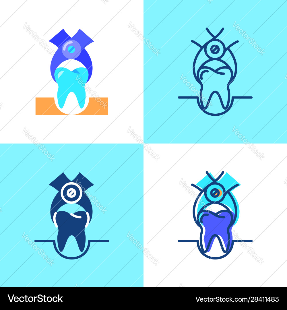 Tooth extraction icon set in flat and line style Vector Image