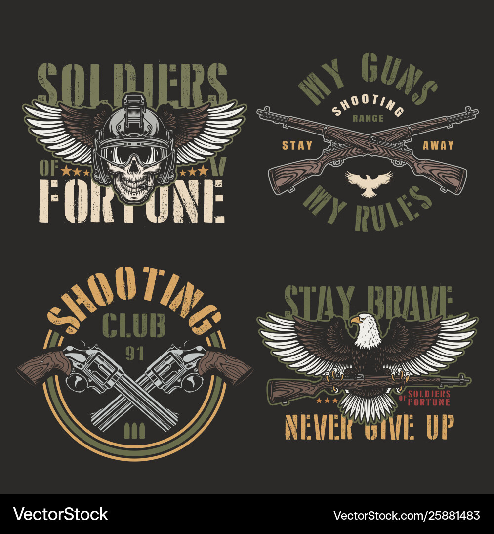 Vintage army and military emblems Royalty Free Vector Image